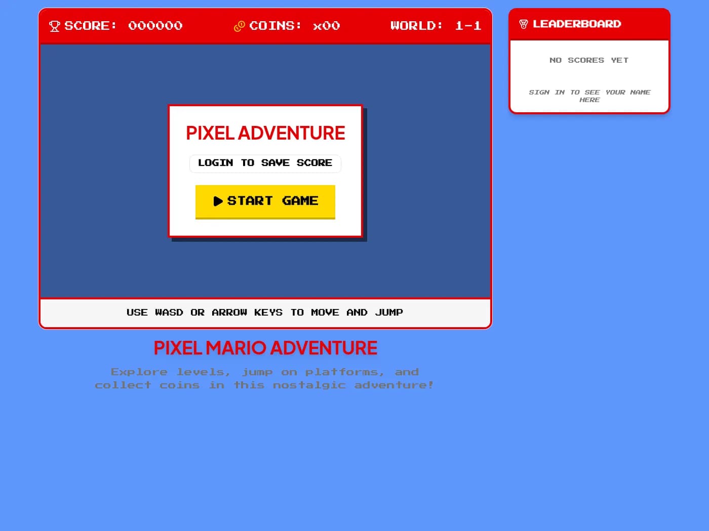 Pixel Mario Adventure