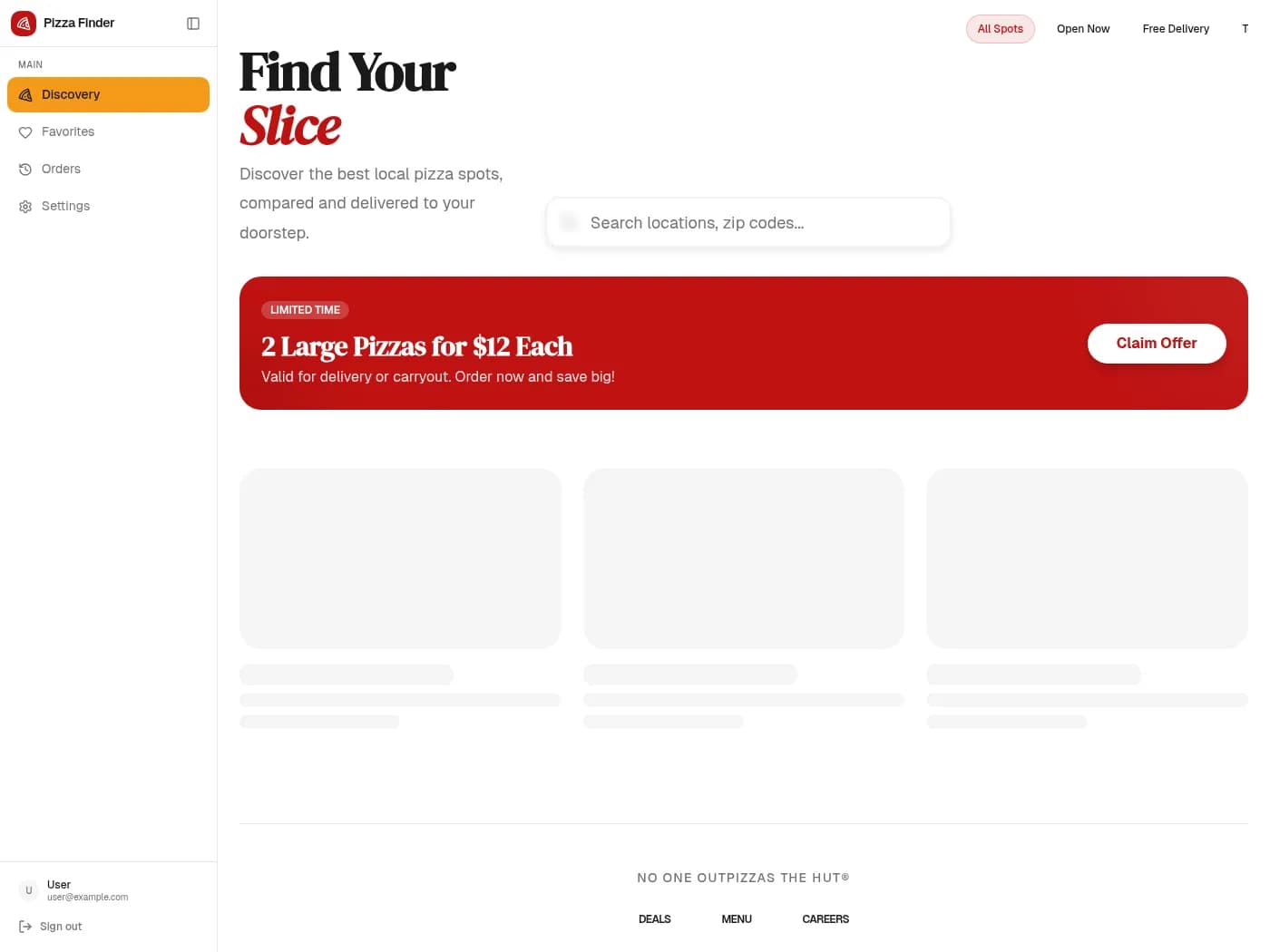 Pizza Finder Web