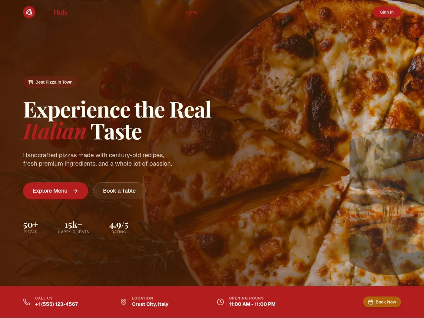 PizzaHub Reservation Site