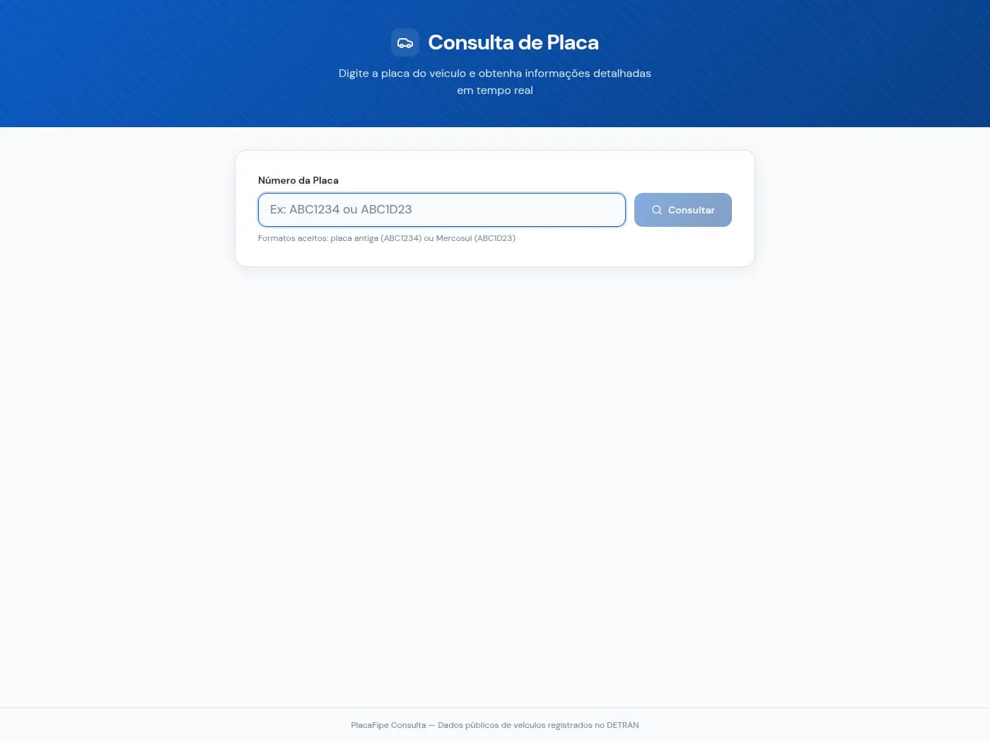 PlacaFipe Form Consulta