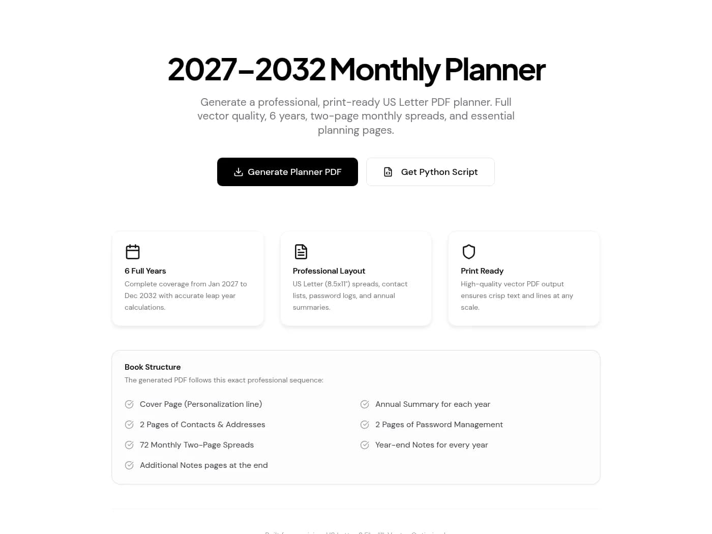 Planner PDF Generator