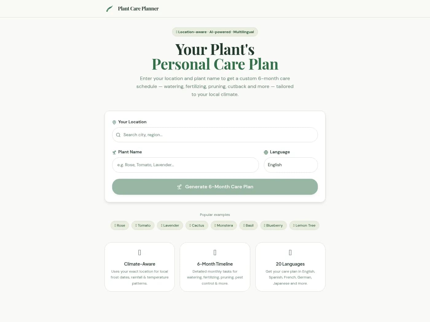 Plant Care Planner