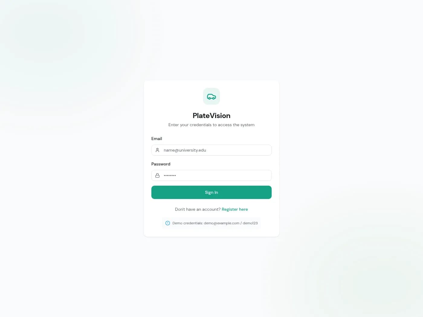 PlateVision Dashboard