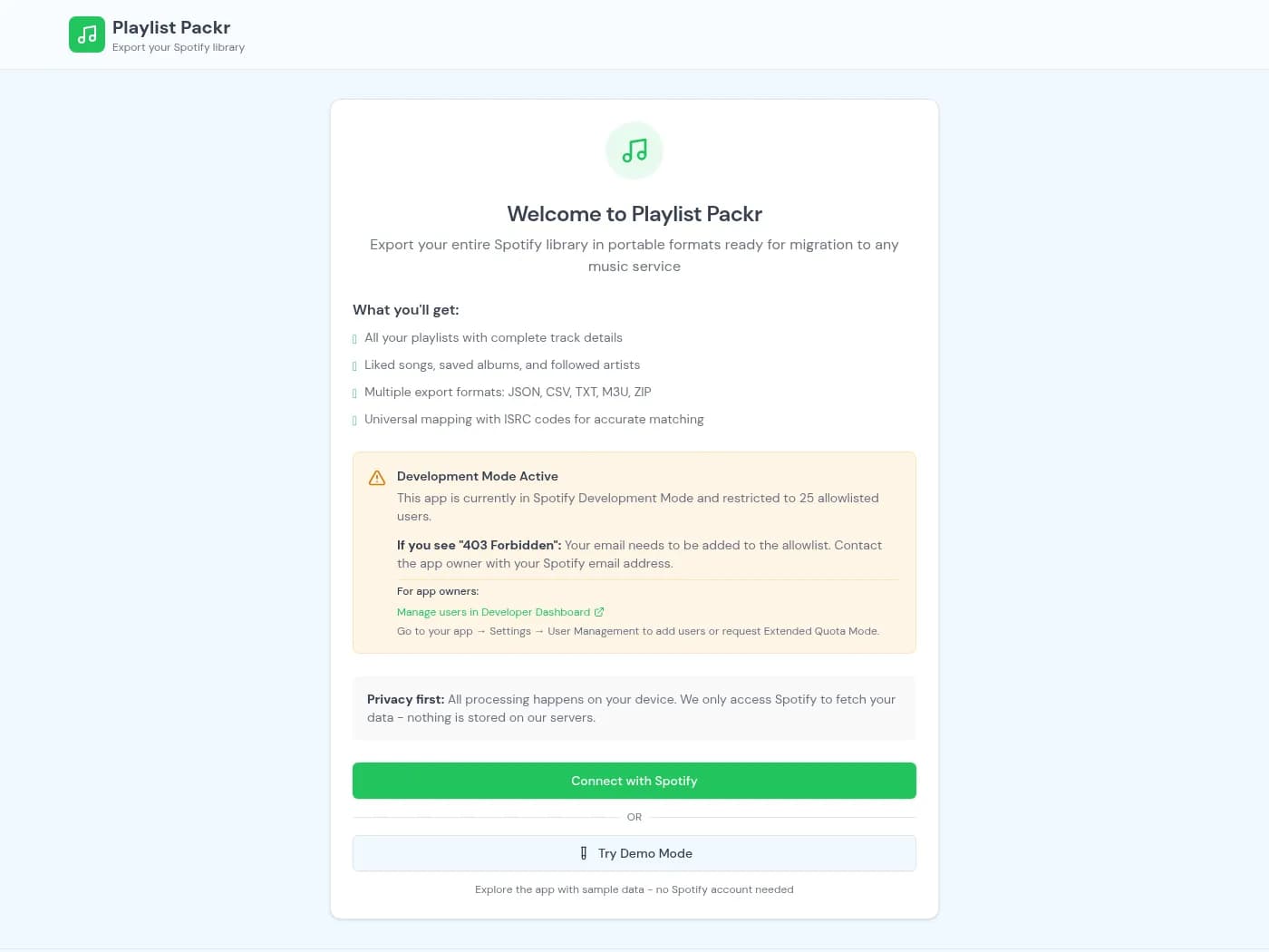 Playlist Packr – Effortless Spotify Library Exporter for Universal Migration
