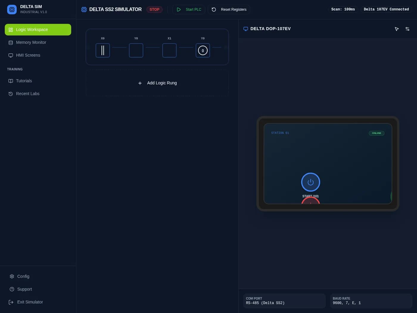 PLC-HMI 2D Simulator