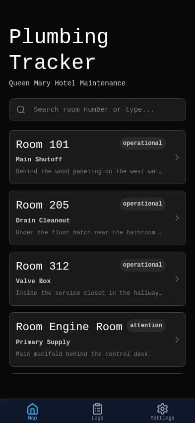 Plumbing Map Tracker