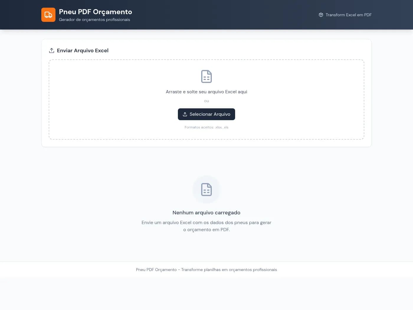 Pneu PDF Orçamento App