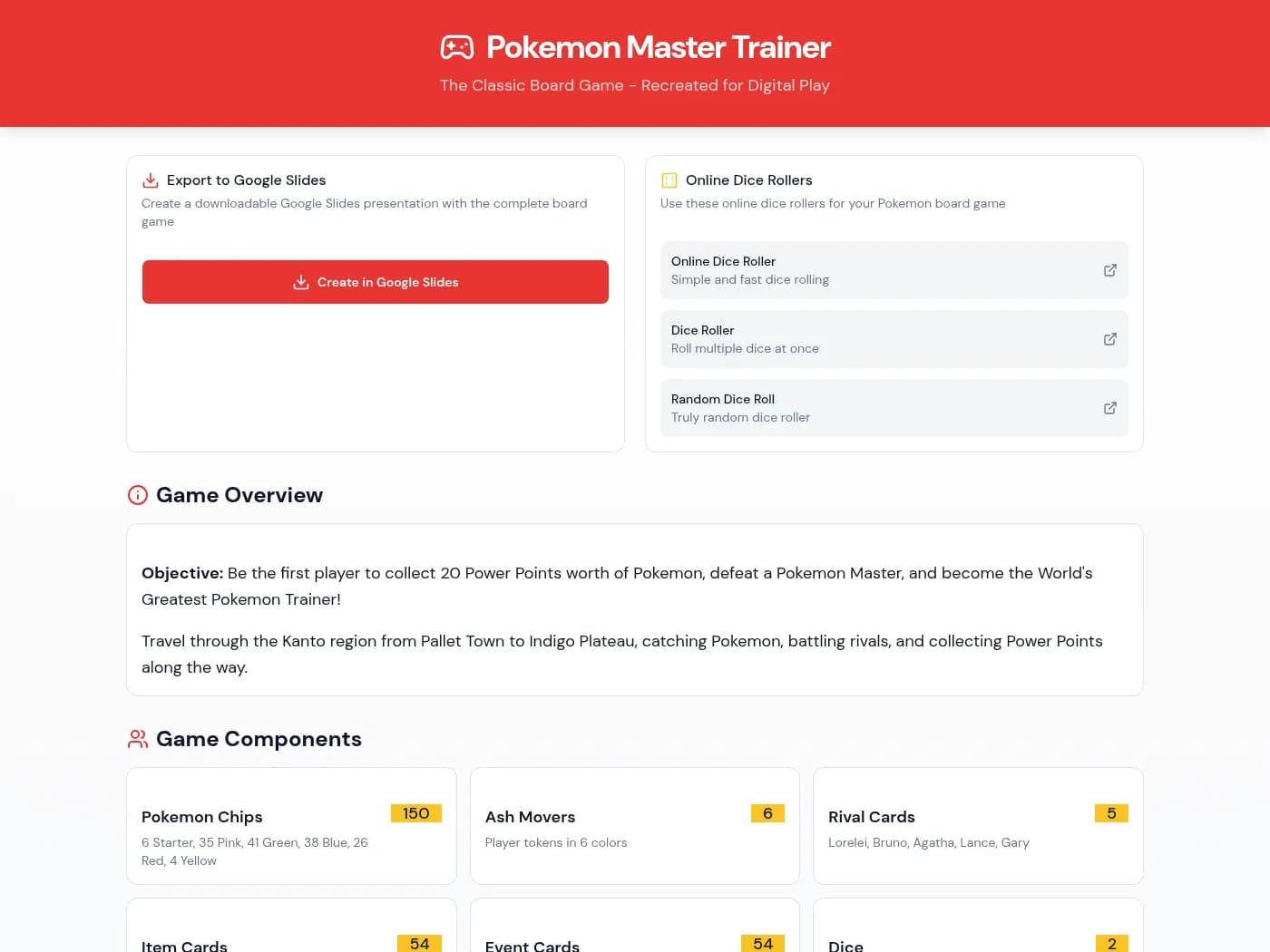 Pokémon Board Slides