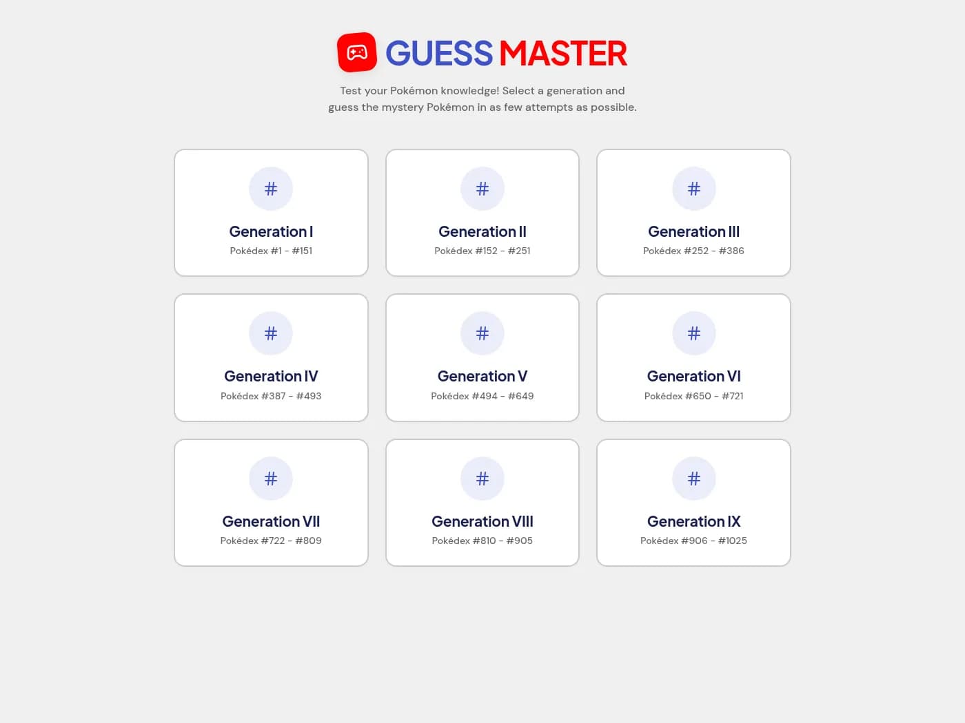 Pokémon Guess Master