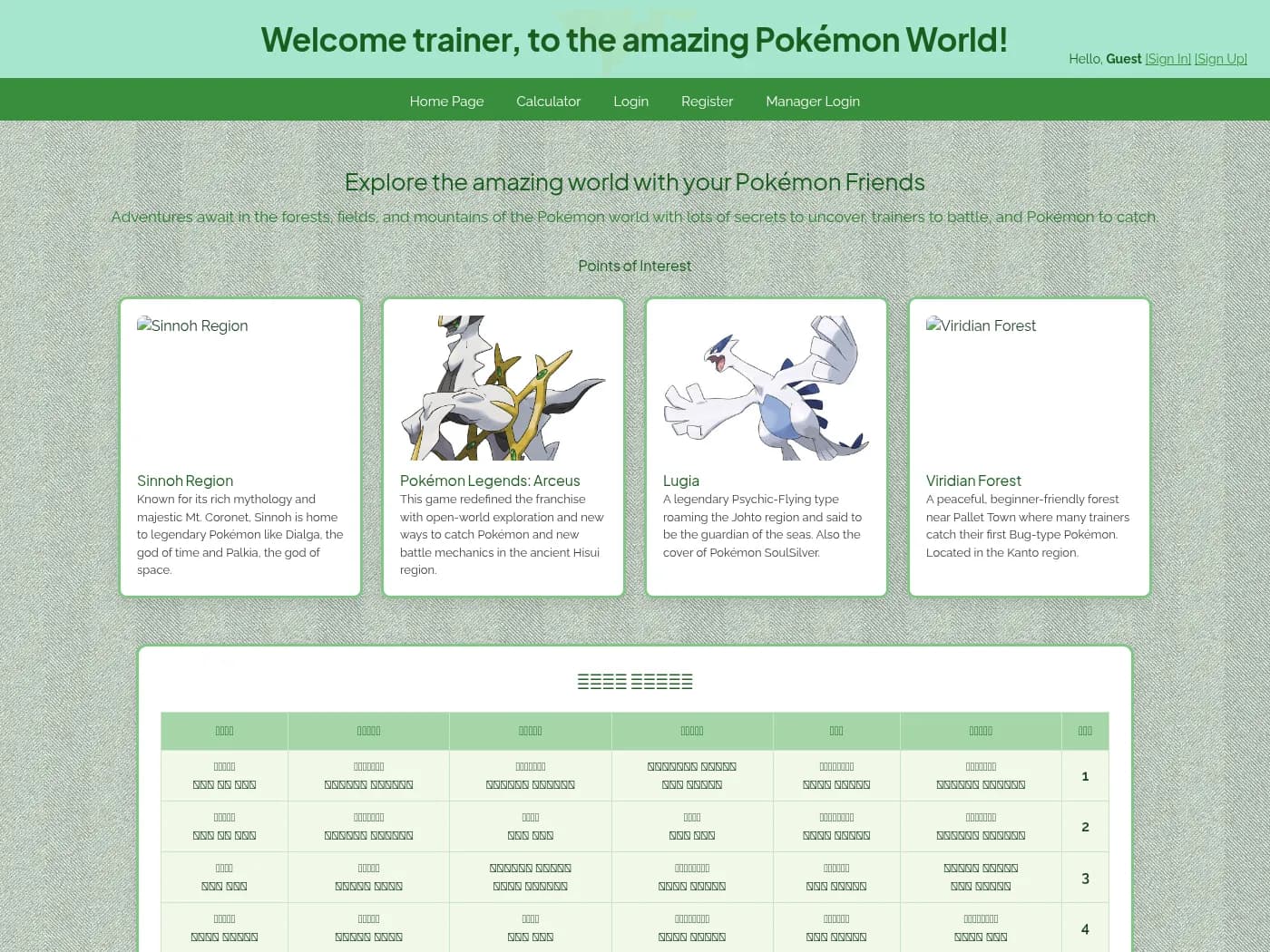 Pokemon Web Management Suite