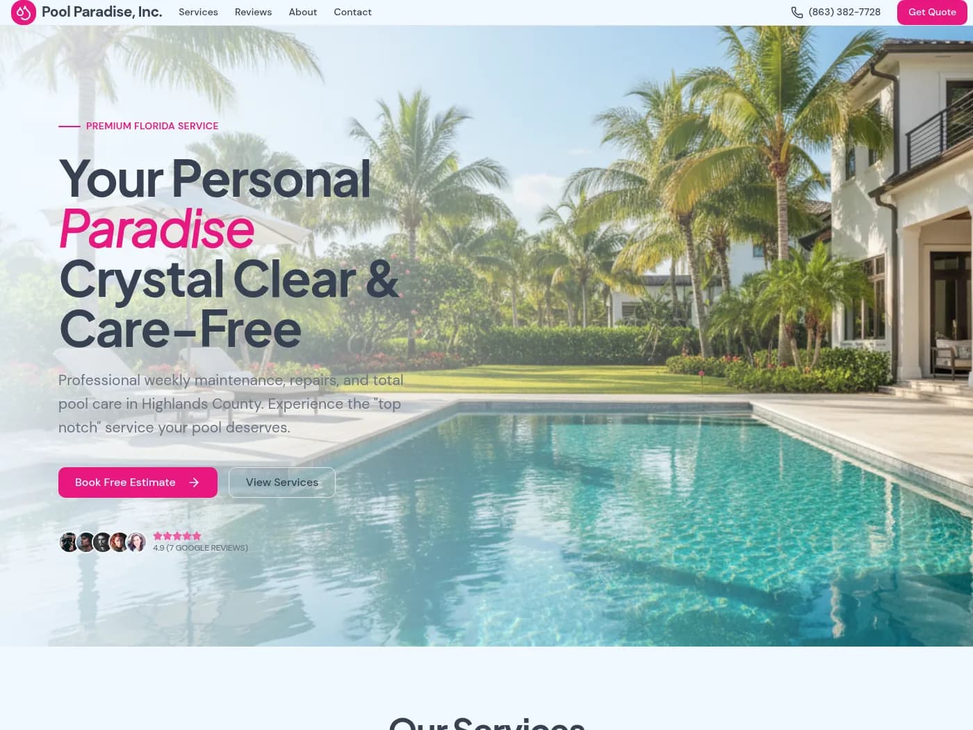 Pool Paradise Web Presence