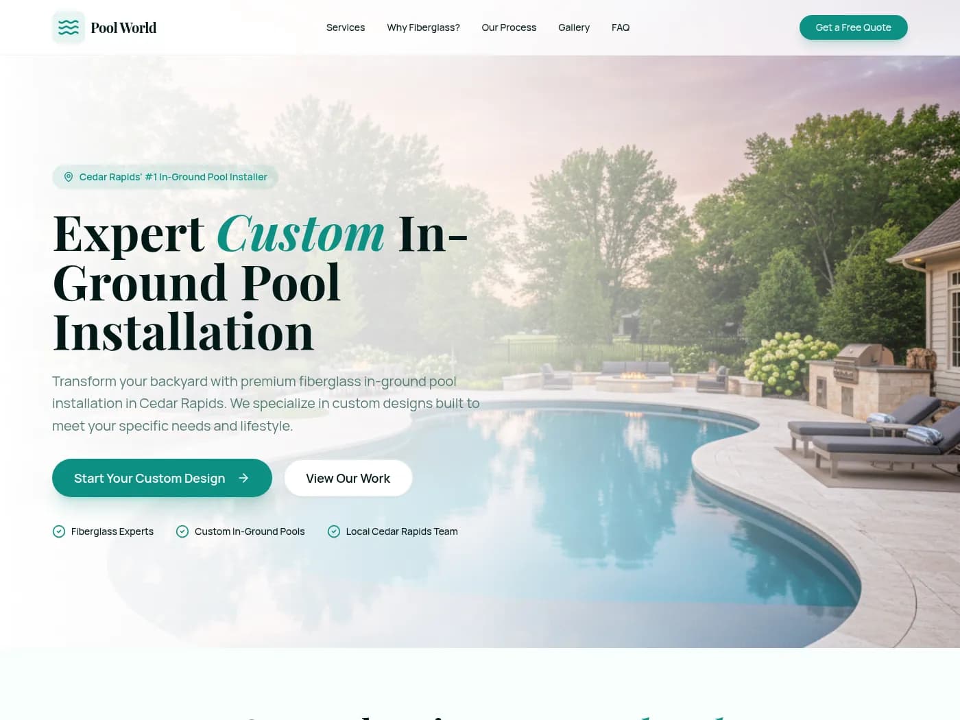 Pool World Landing Page