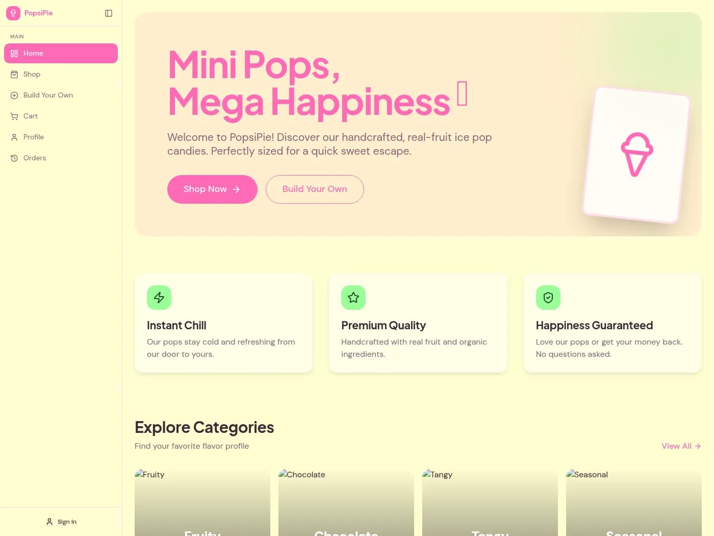 PopsiPie E-Commerce App