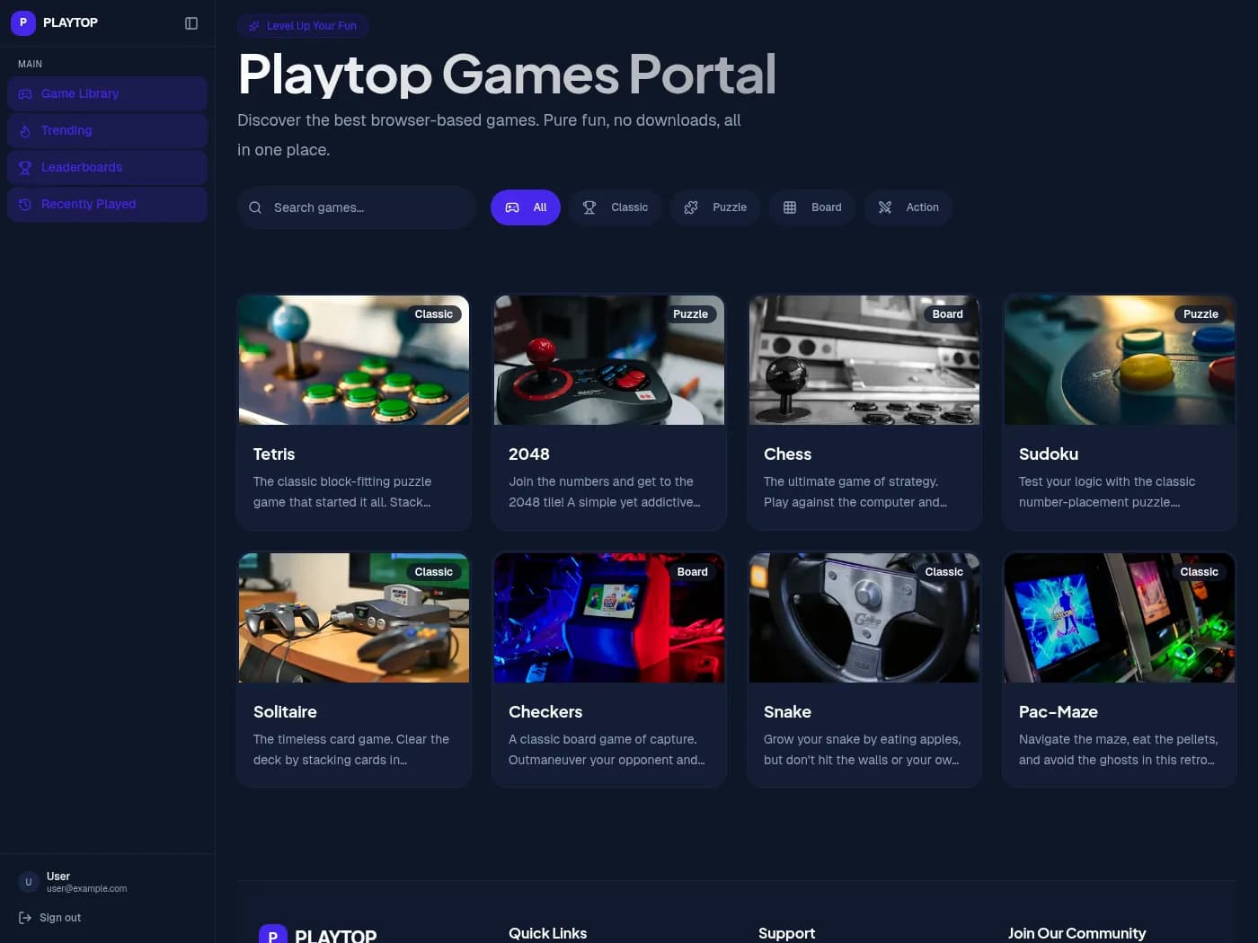 Playtop Games Portal