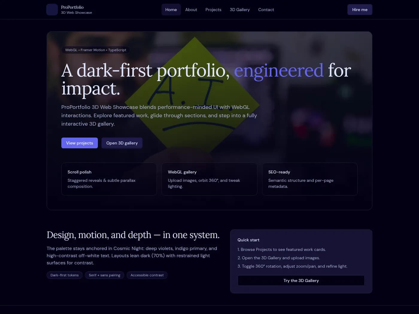 ProPortfolio 3D Web Showcase