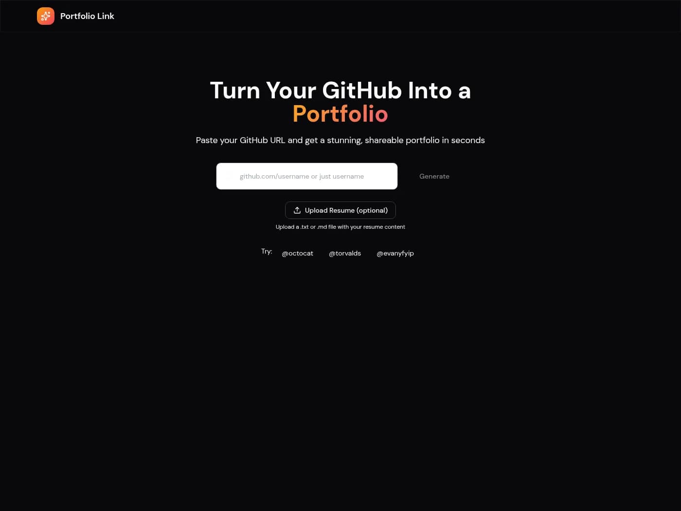 Instant Portfolio Builder