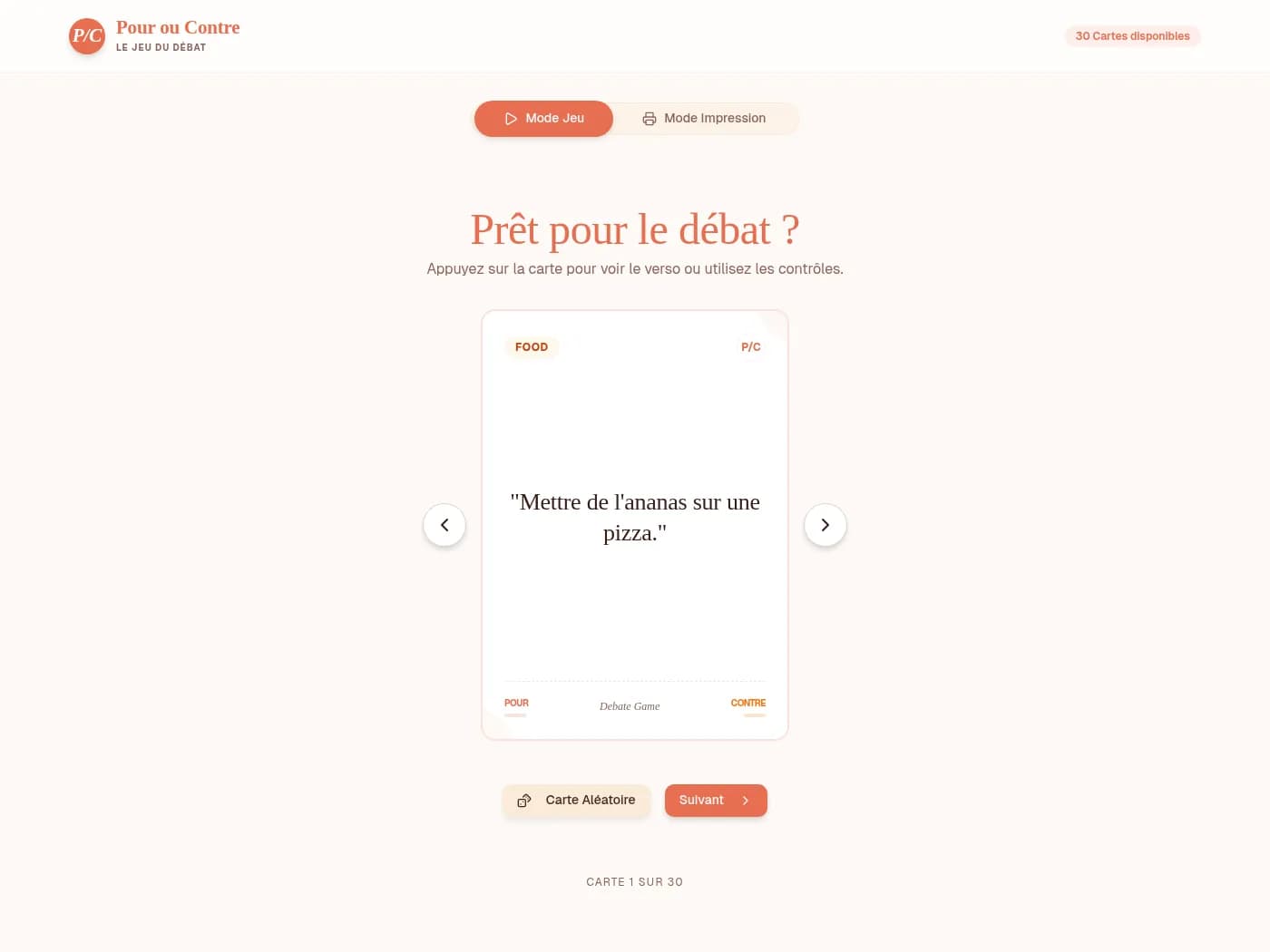 Pour ou Contre Cards