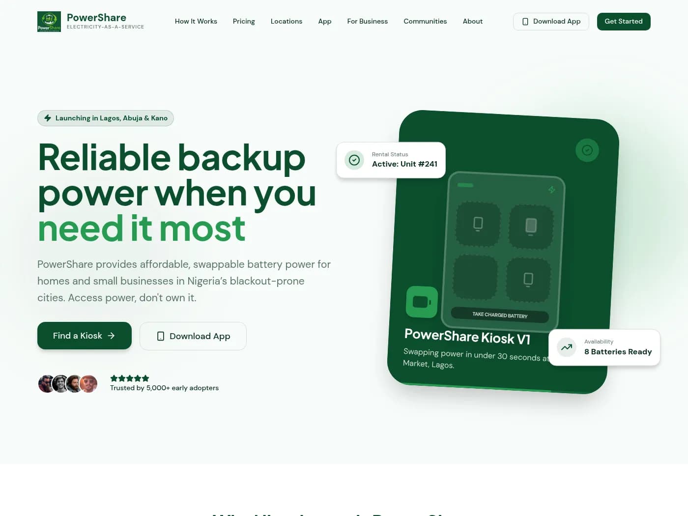 PowerShare Startup Website