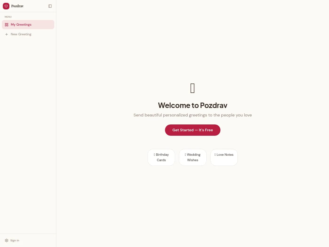 Pozdrav Greetings App