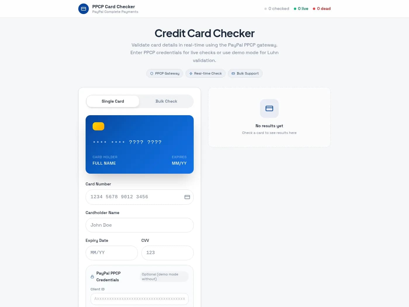 PPCP Credit Card Checker