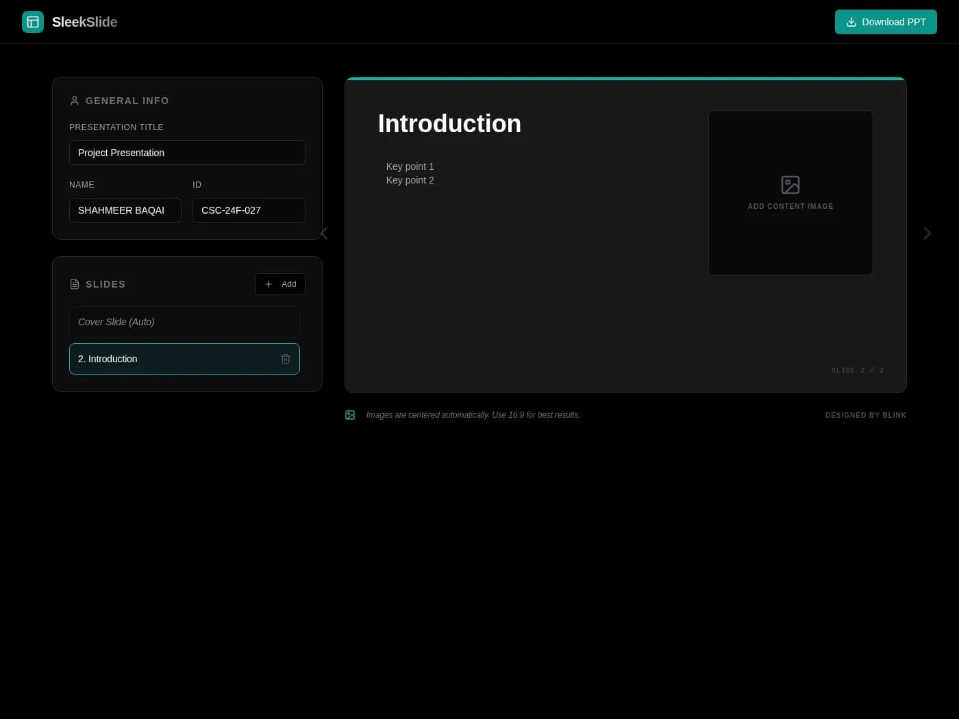 Sleek PPT Slide Generator
