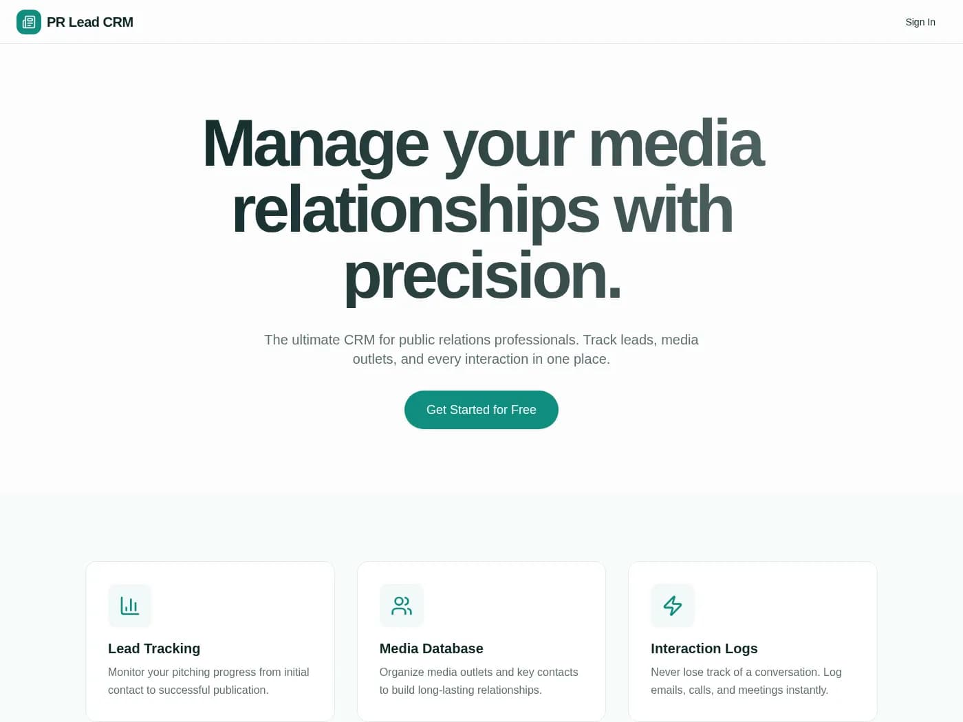 PR Lead Tracker CRM