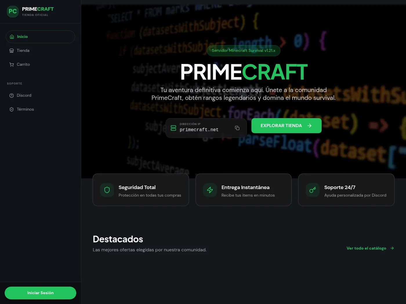 PrimeCraft Web Store
