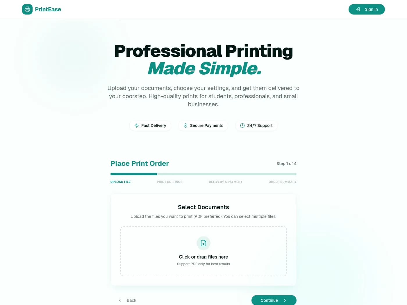 PrintEase Order Portal