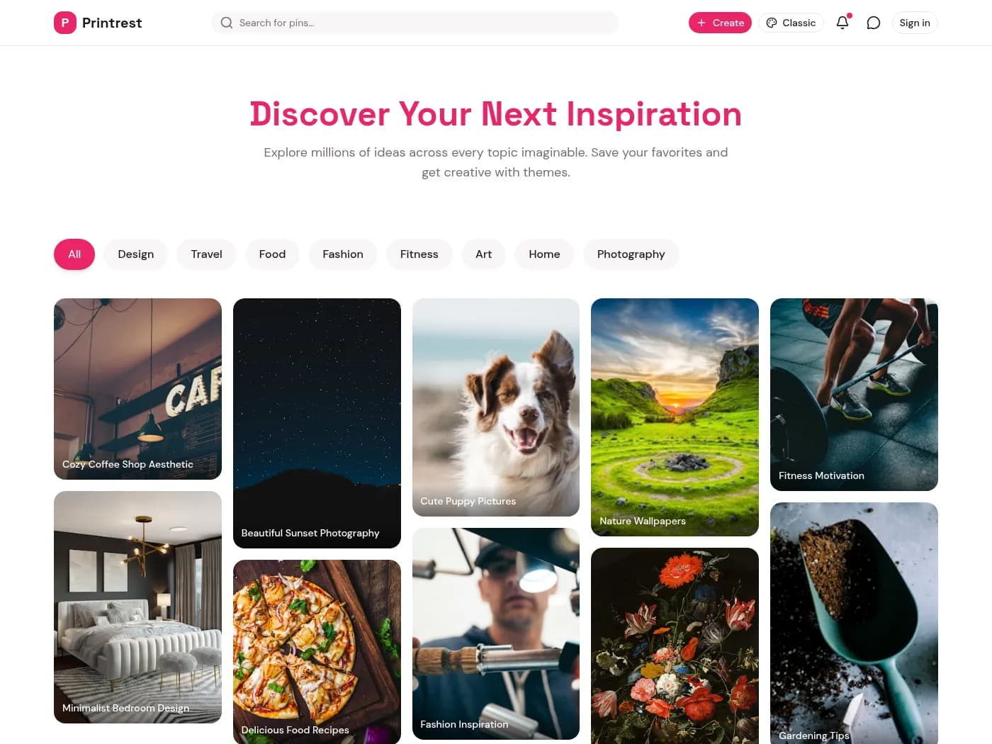 Printrest Theme Clone