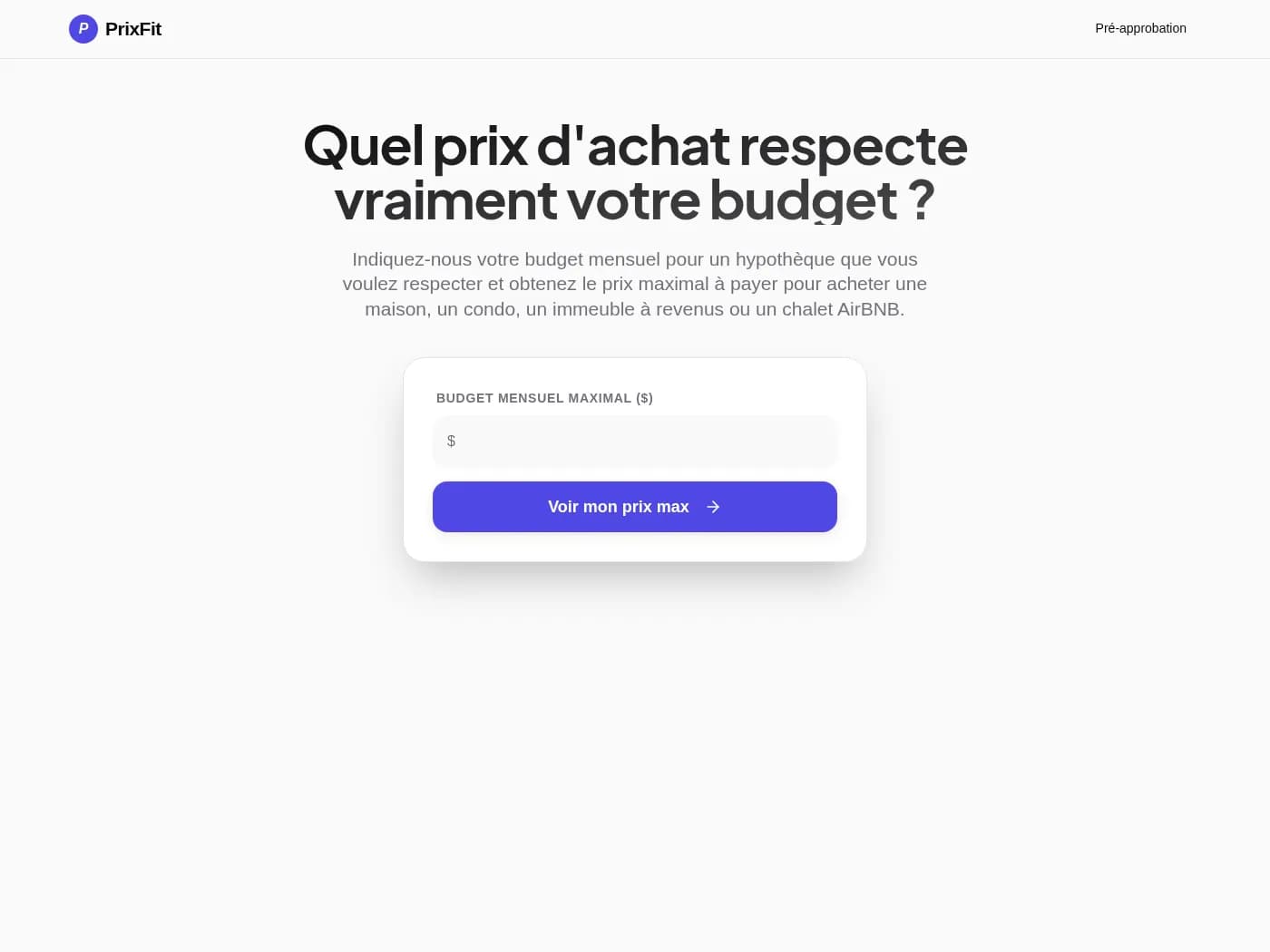 PrixFit Landing Estimator