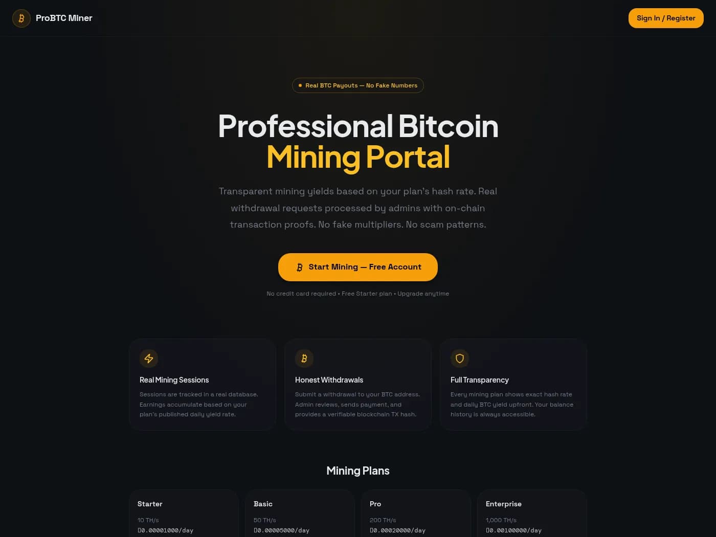 ProBTC Miner Portal