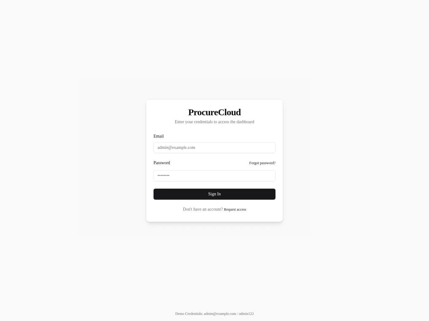 ProcureCloud Admin Dashboard
