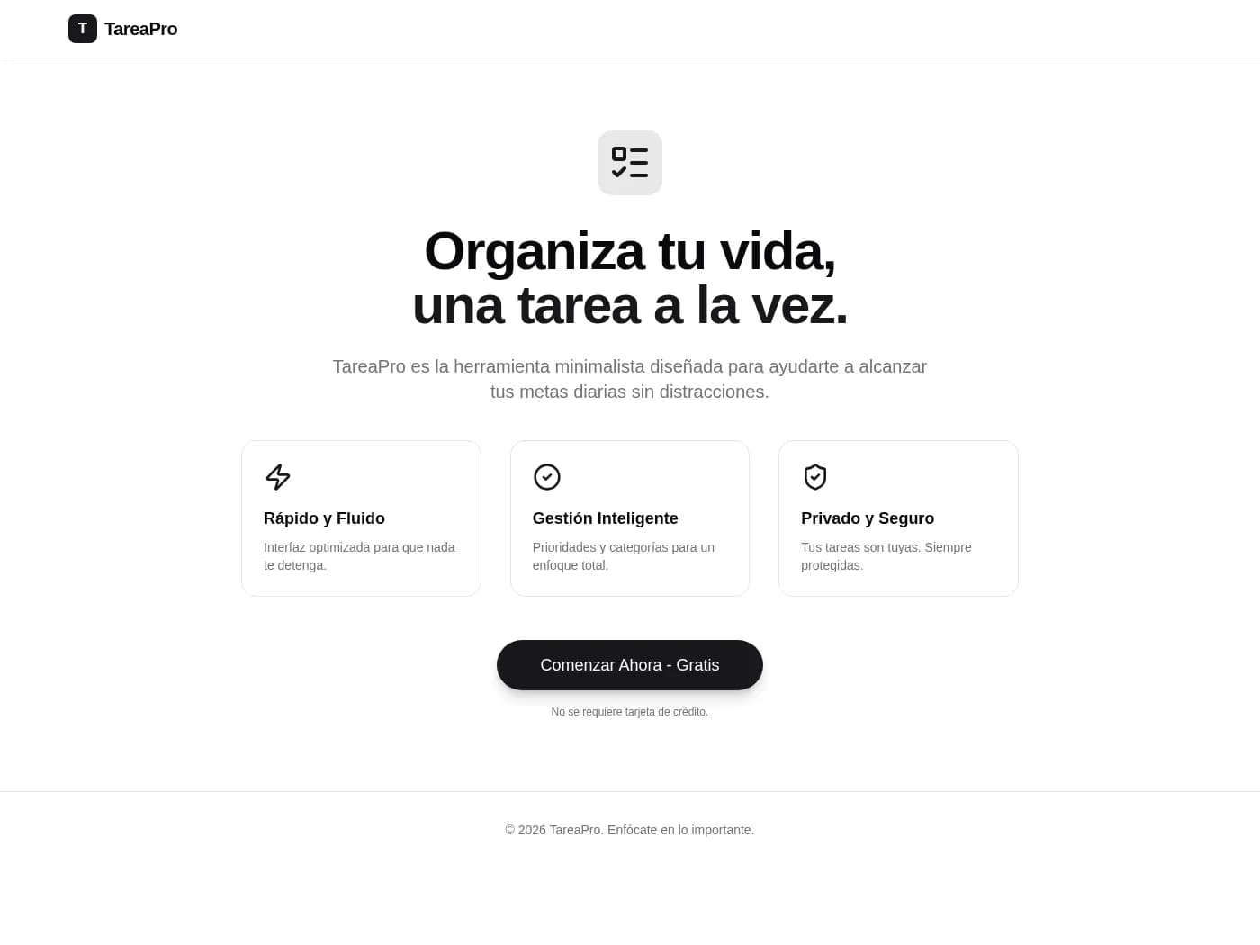 TareaPro Productivity App
