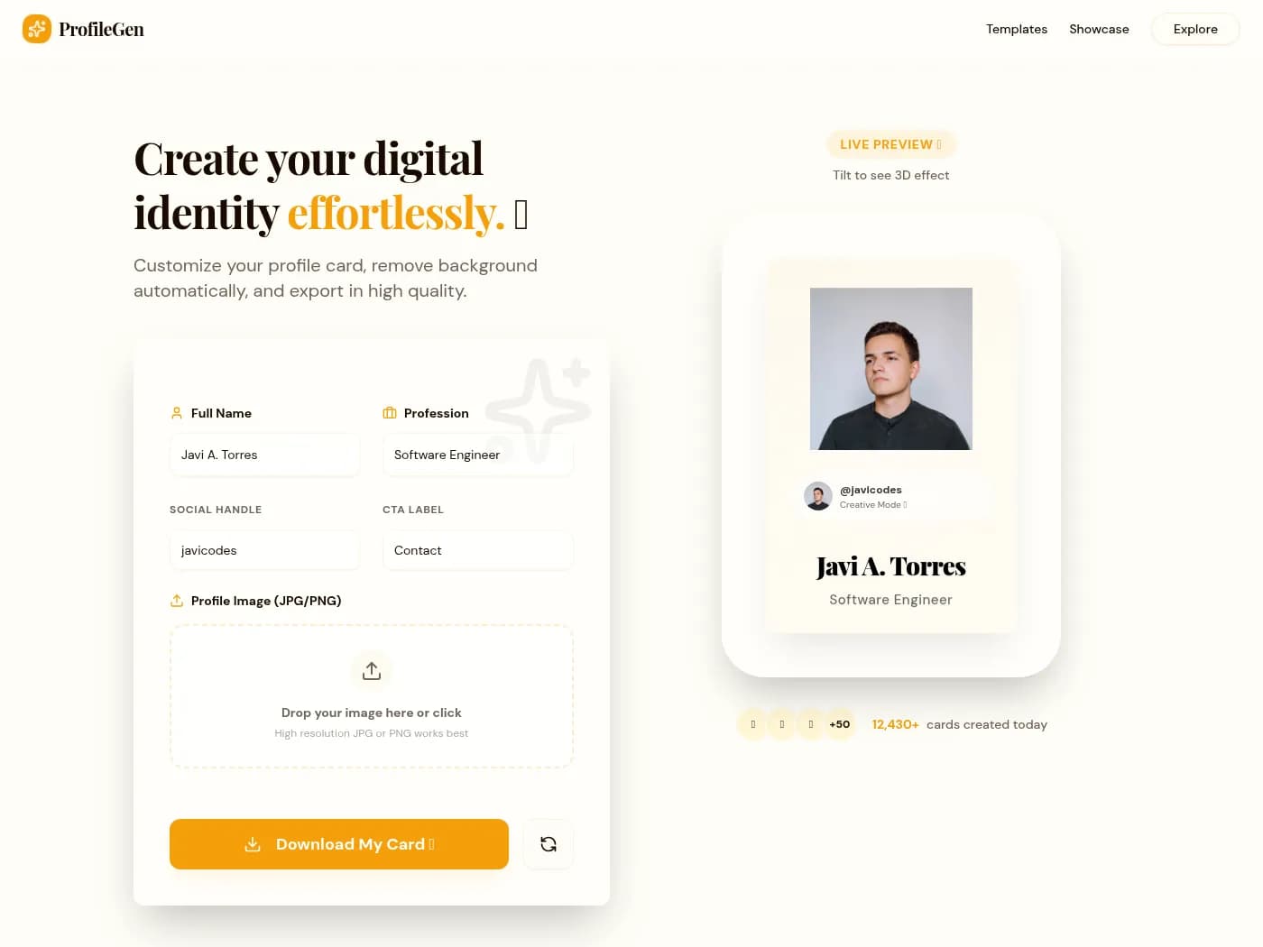 Customizable Profile Card Maker