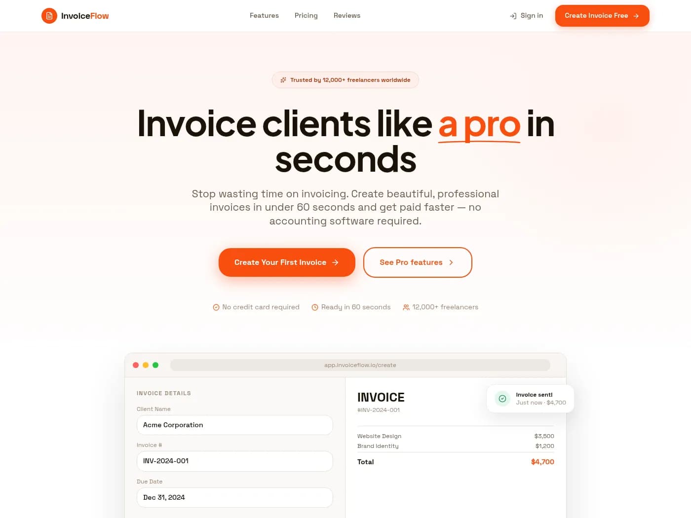 InvoiceFLow Landing Page