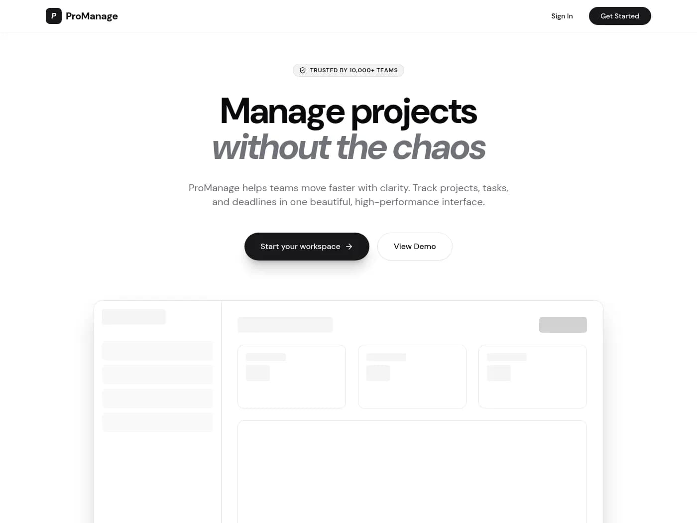 ProManage Dashboard