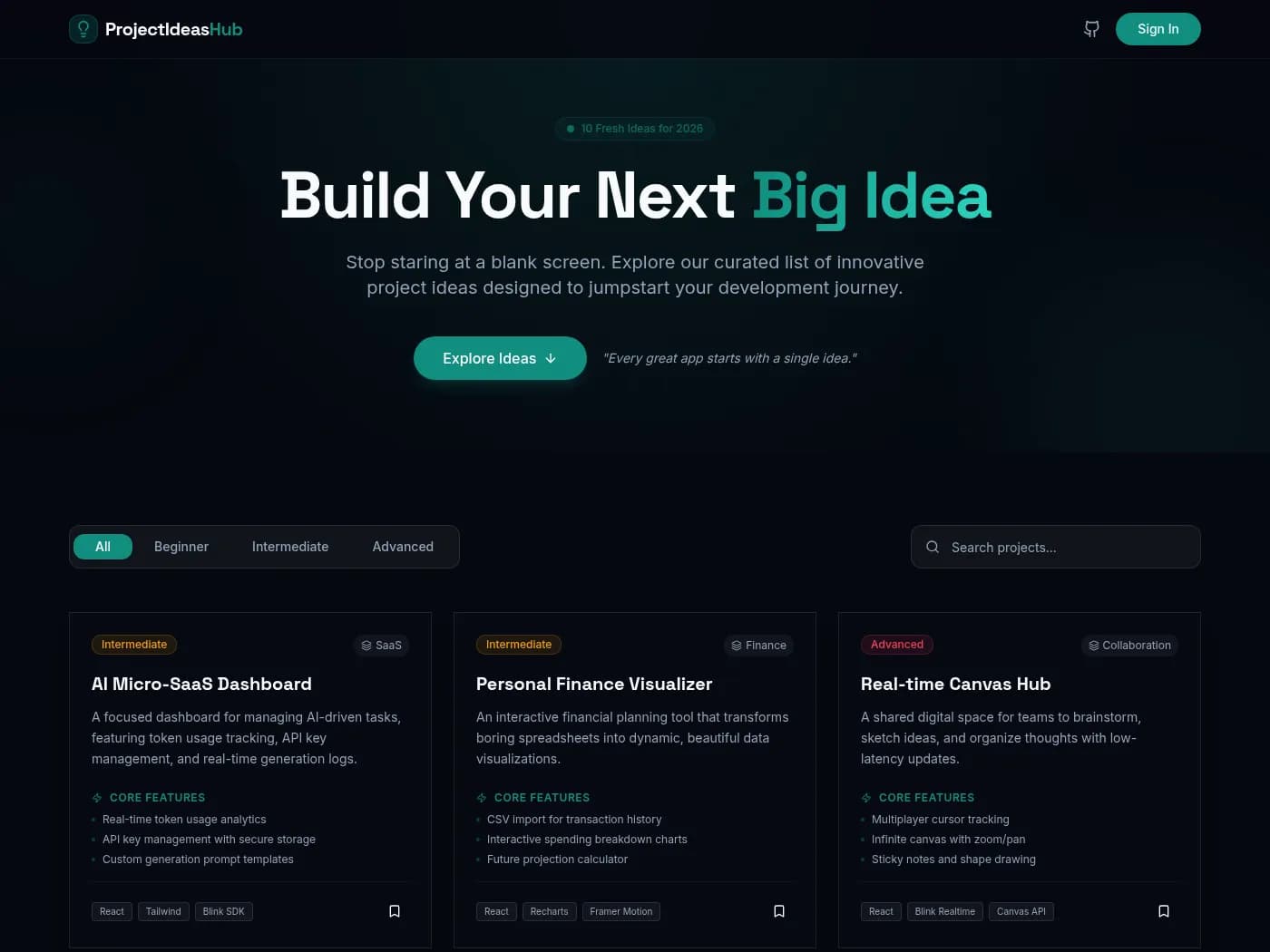 10 Project Ideas Hub