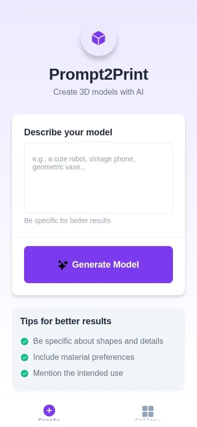 Prompt2Print 3D Maker