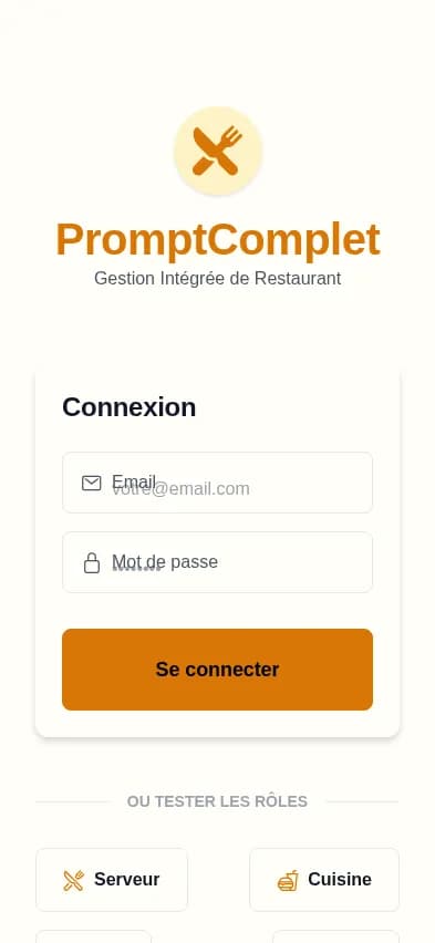 PromptComplet Restaurant App