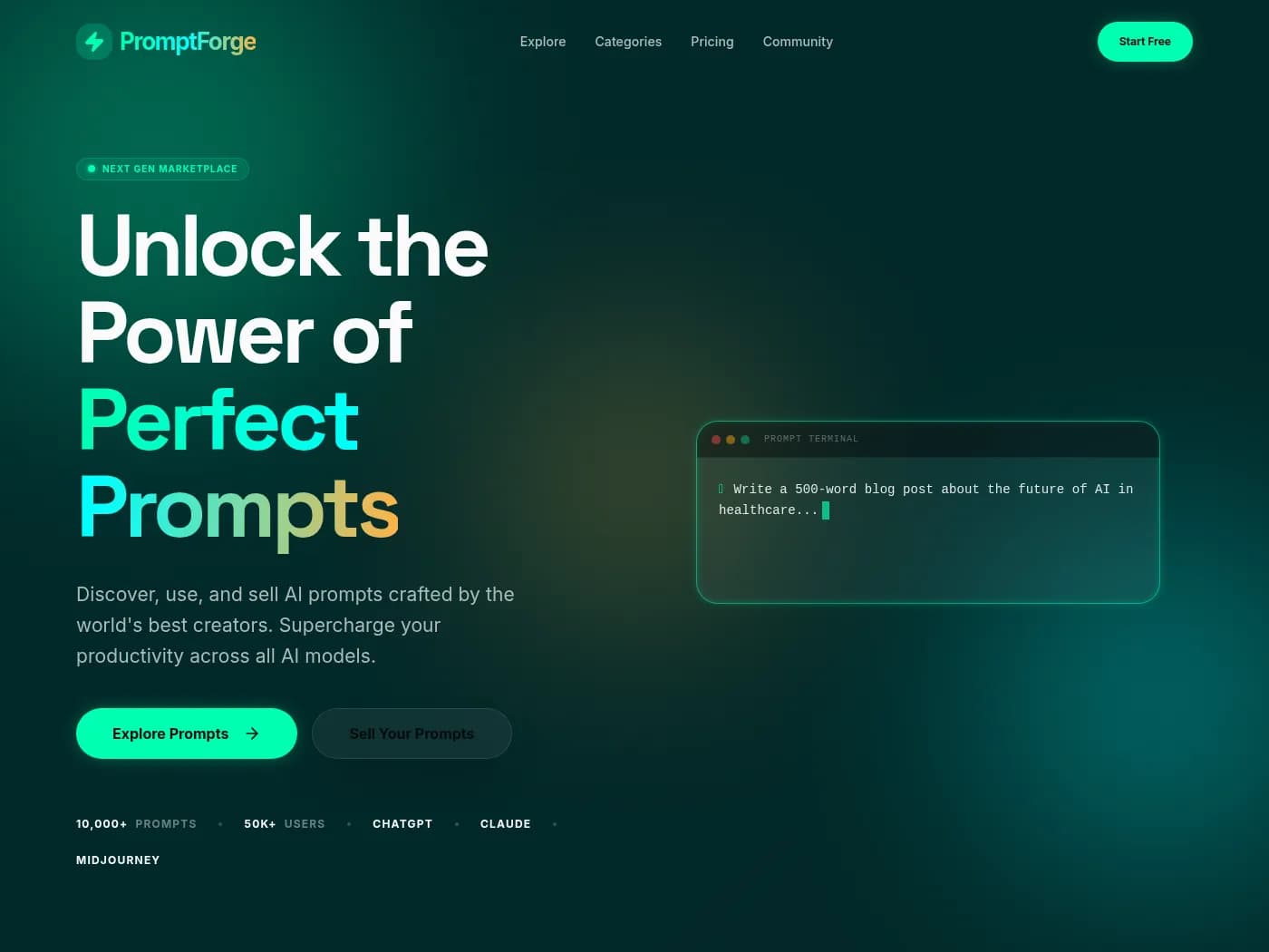 PromptForge Landing Page