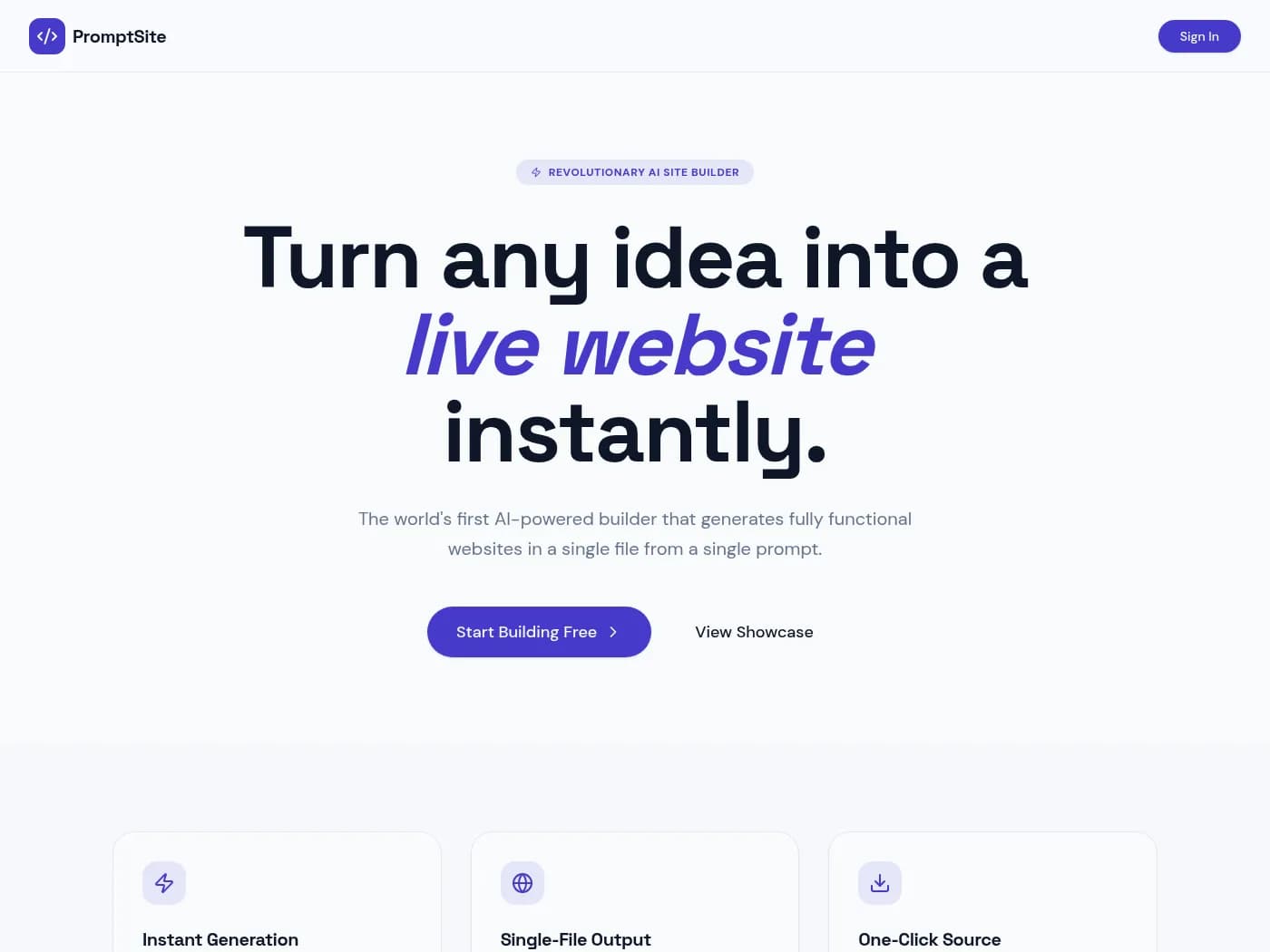 PromptSite Builder