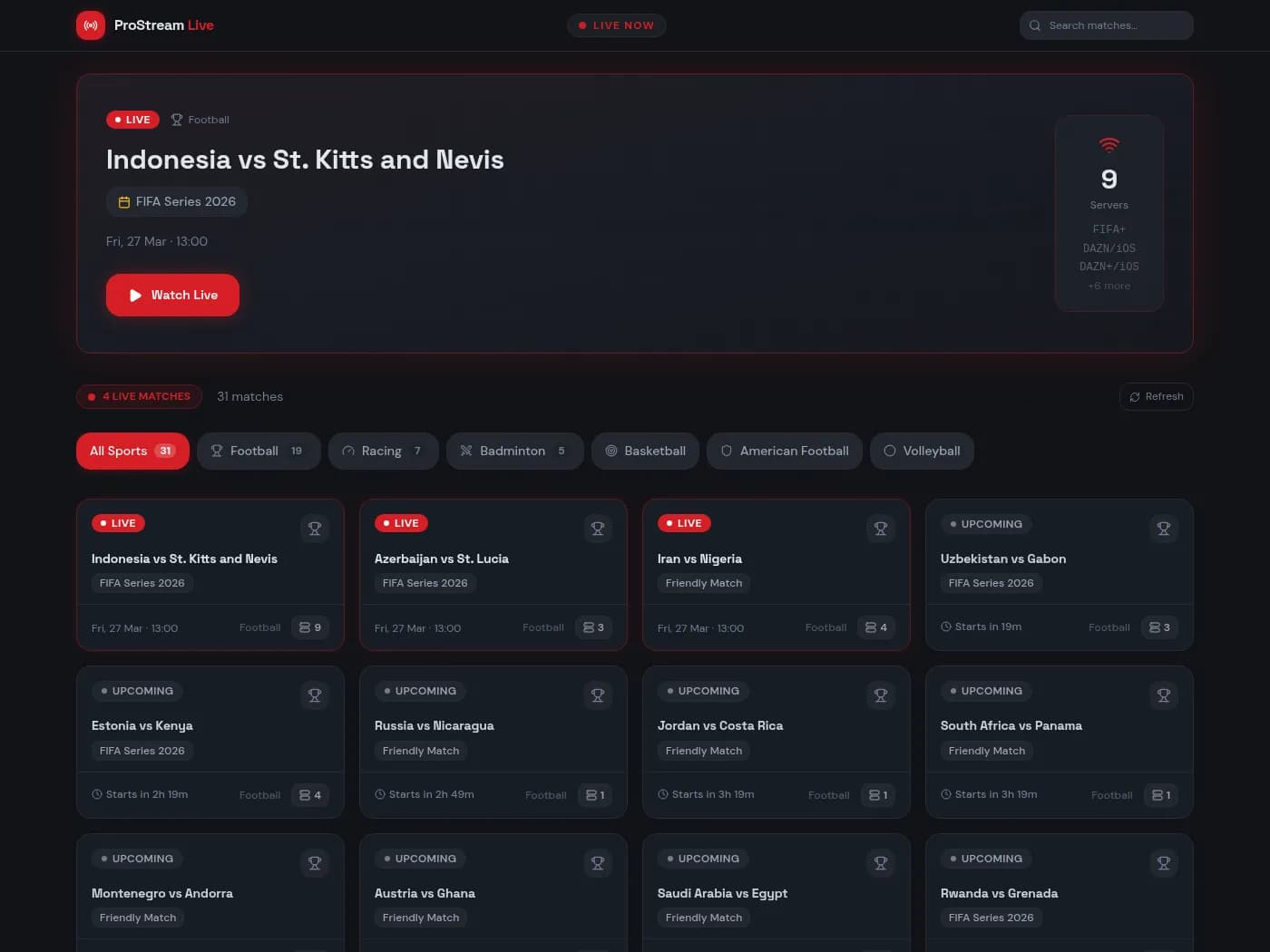 ProStream Live Website