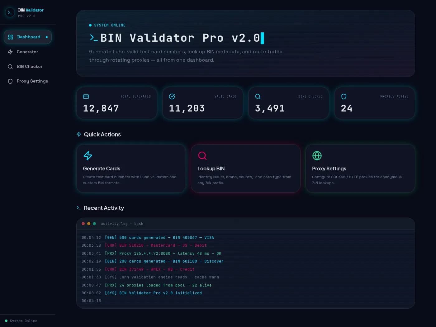 Proxy BIN Validator