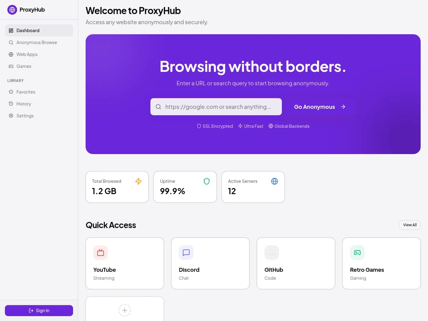 ProxyHub Web Portal