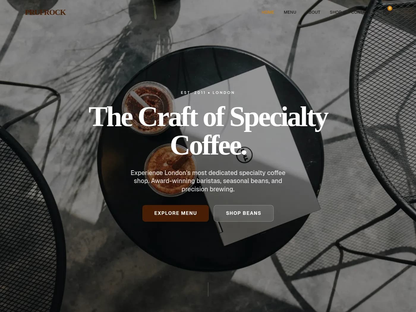 Prufrock Coffee Website