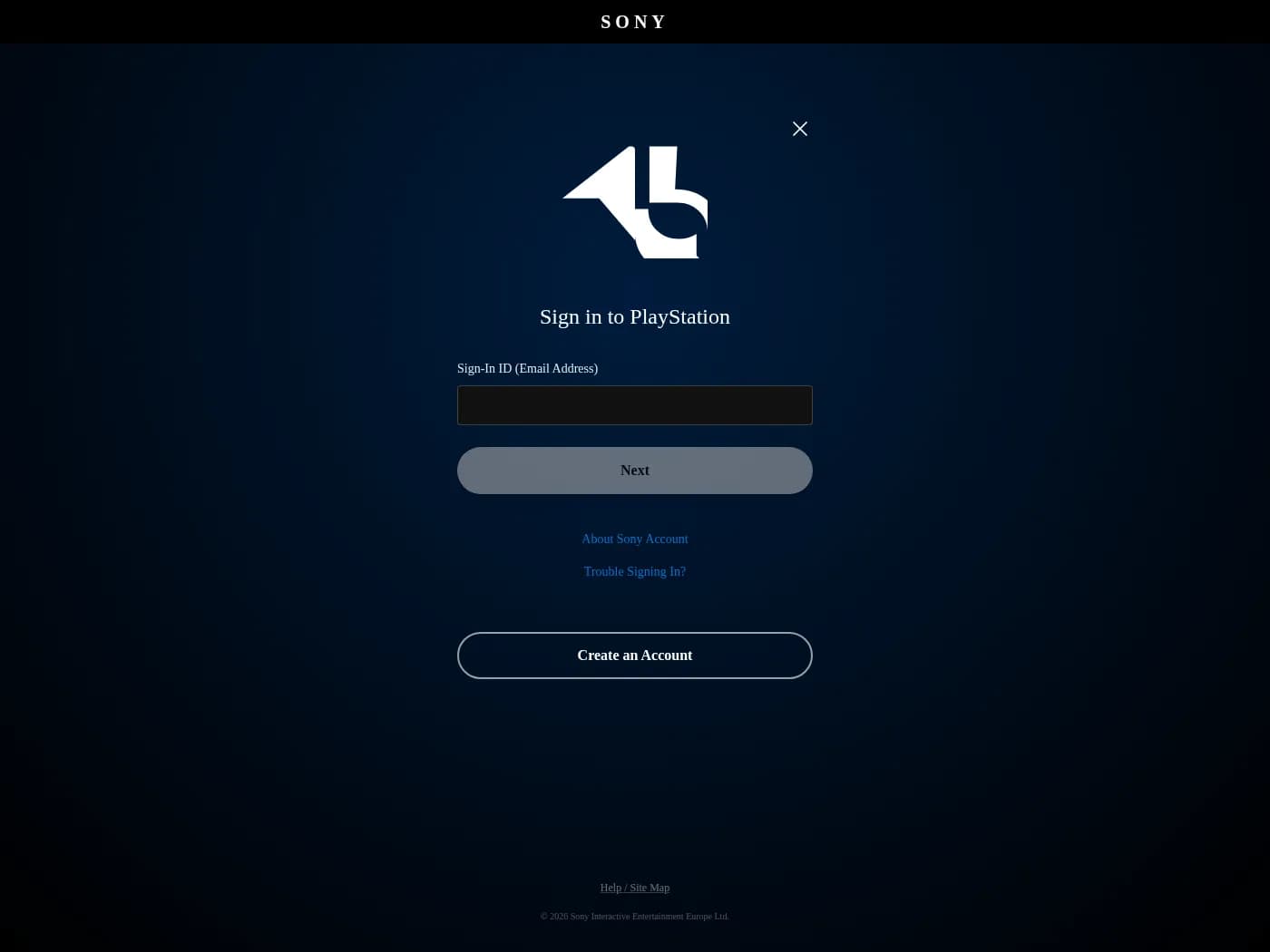 PlayStation Login Clone