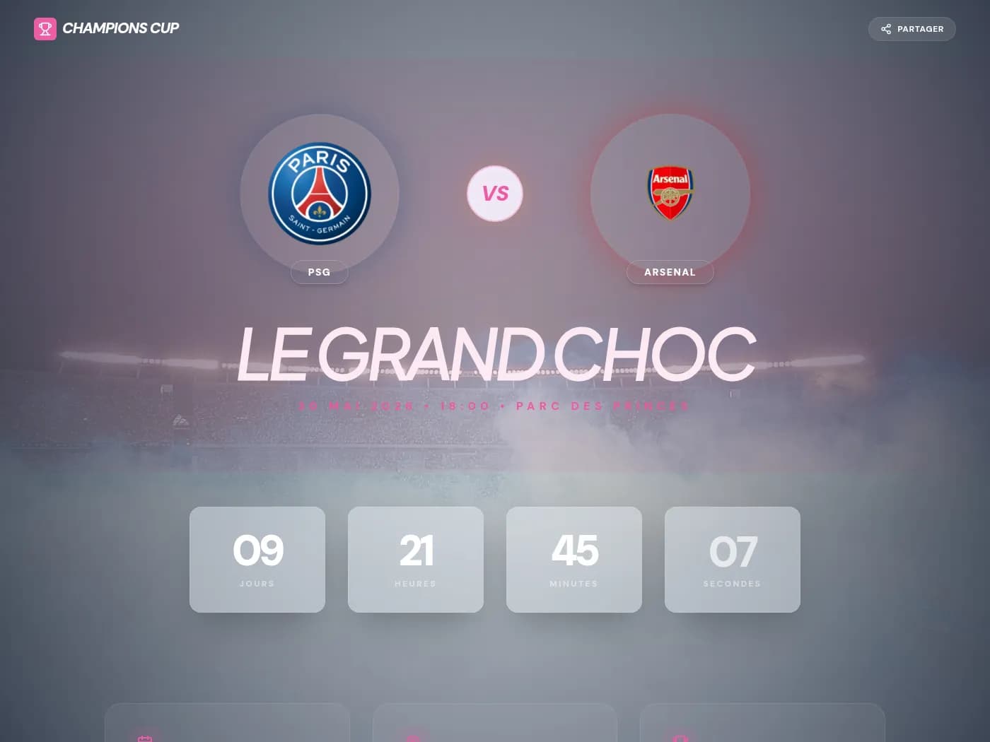 PSG vs Arsenal Countdown
