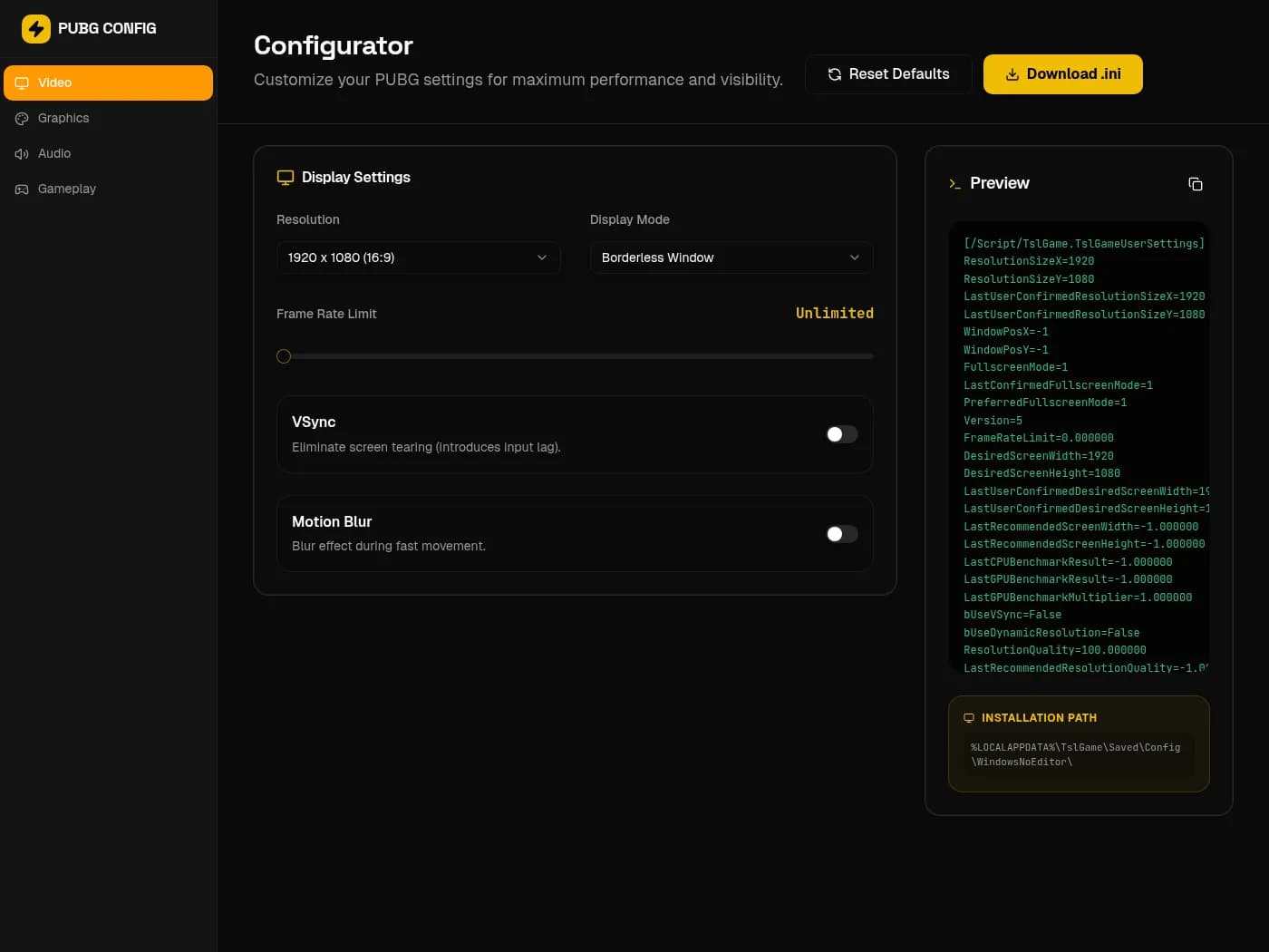 PUBG Configurator