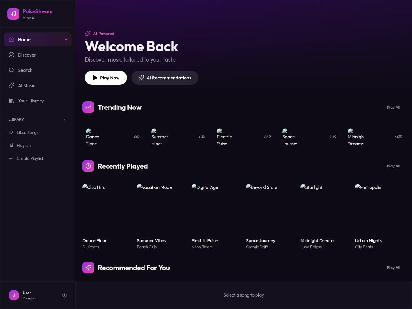 PulseStream Music Platform