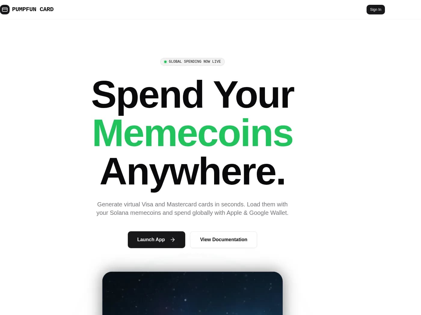 PumpFun Memecoin Card Hub